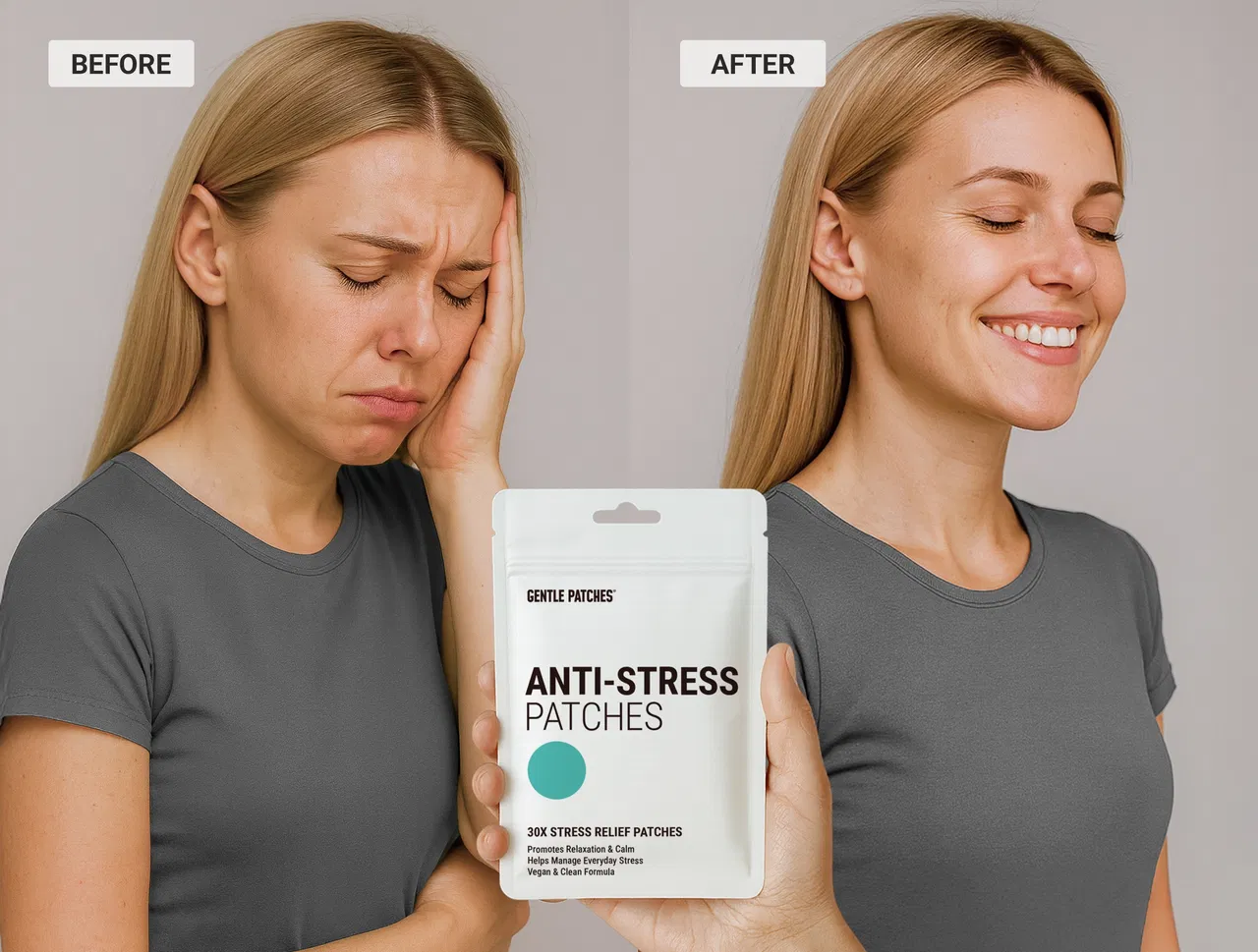 Anti-Stress Patches Landing Page – Gentle Patches