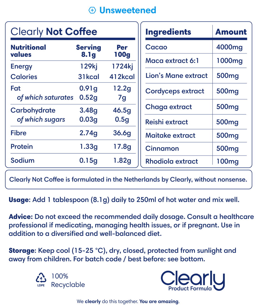 Clearly Not Coffee – Caffeine-Free Mushroom Coffee Alternative