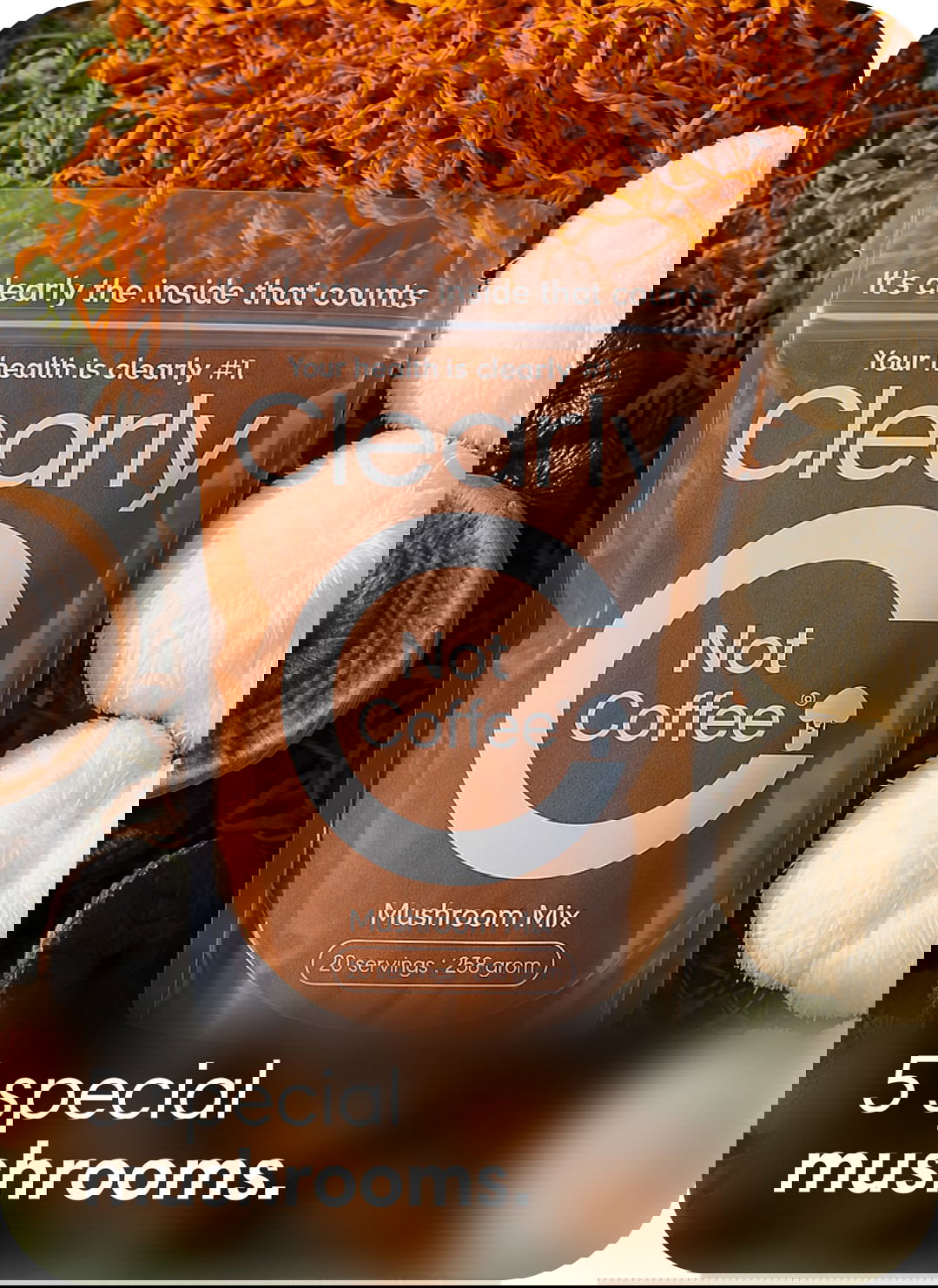 Clearly Not Coffee – Caffeine-Free Mushroom Coffee Alternative