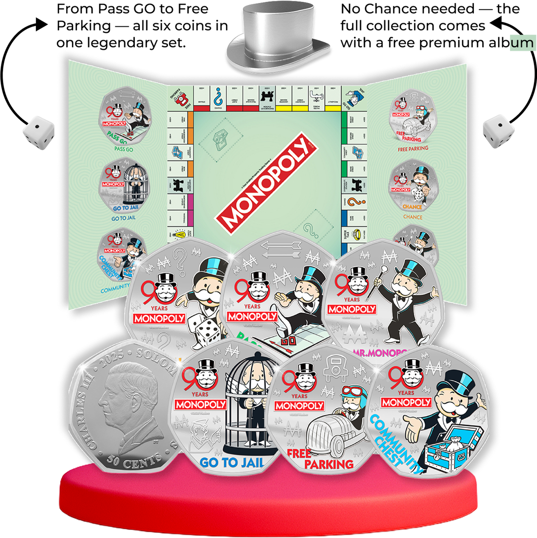 Official Monopoly 90th Anniversary Coin Complete Collection