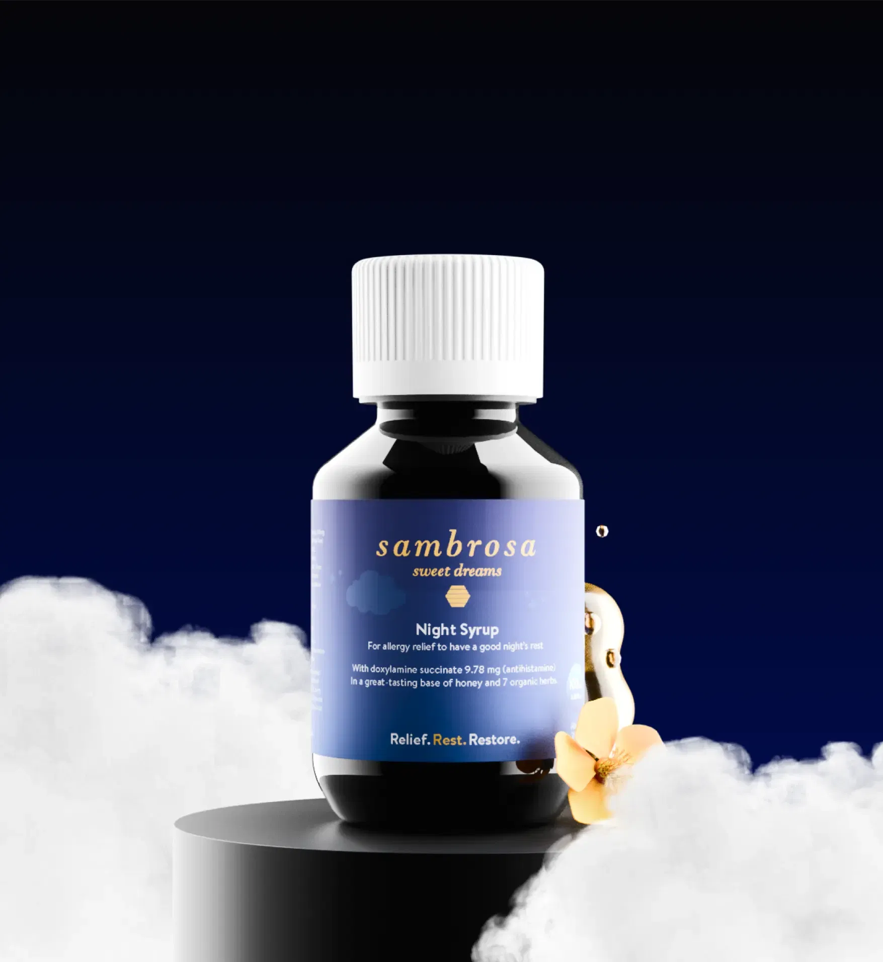 Sambrosa Night Syrup → Nighttime allergy relief for a good night rest