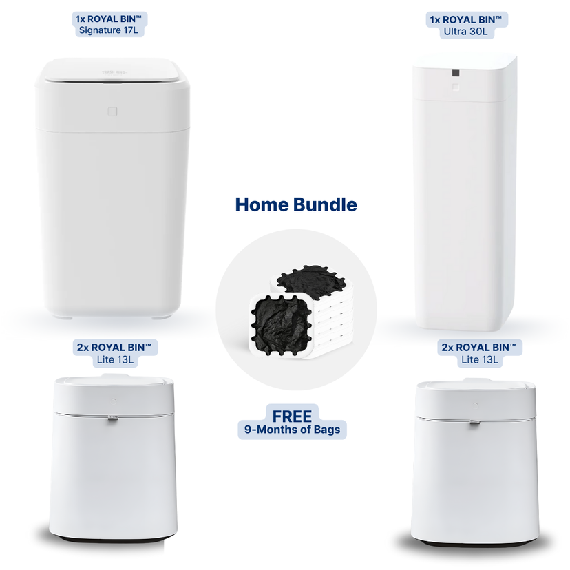 Royal Bin™ GLACIER 17L Smart Trash Can – White Touchscreen Self-Sealing ...